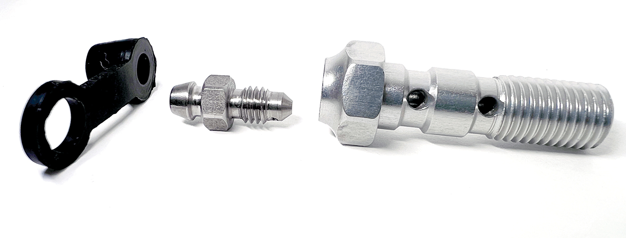 Double Banjo Bleeder Bolt M10x1.25, aluminum anodized, silver